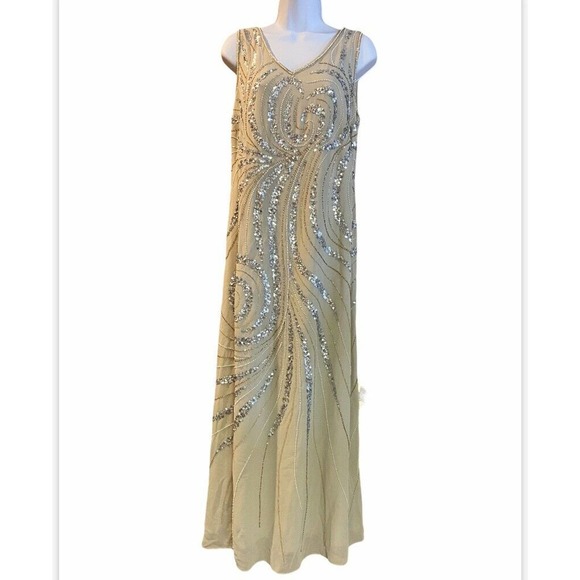 Midnight Velvet | Dresses | Midnight Velvet Swirl Beige Formal Prom ...